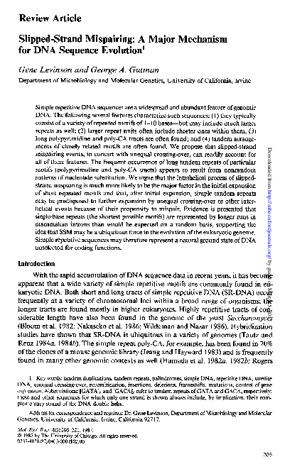 (PDF) Slipped-Strand Mispairing: A Major Mechanism for DNA Sequence ...