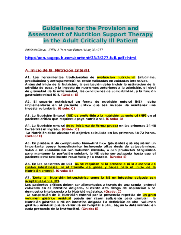 (DOC) Guidelines for the Provision and Assessment of Nutrition Support ...