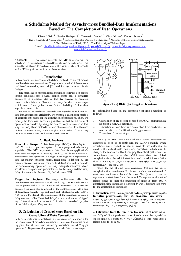 (PDF) A Scheduling Method for Asynchronous Bundled-Data Implementations ...