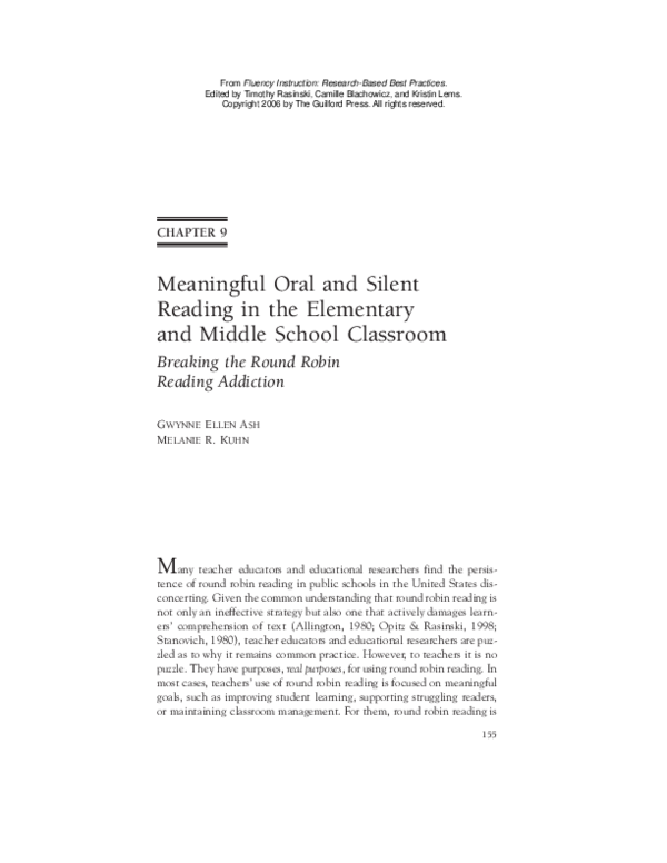 Meaningful Oral and Silent Reading in the Elementary and Middle School ...