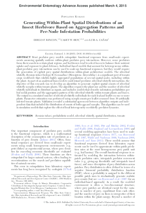 Generating within-plant spatial distributions of an insect herbivore ...