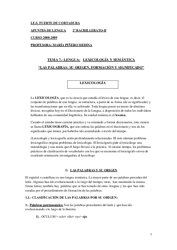 (PDF) TEMA 7 LENGUA: LEXICOLOGÍA Y SEMÁNTICA