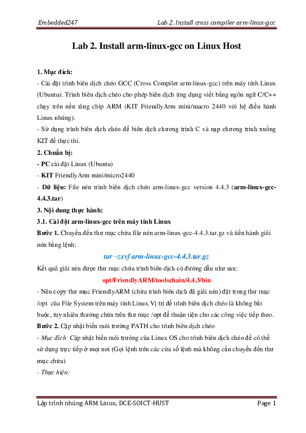 (PDF) Install arm-linux-gcc on Mini2440