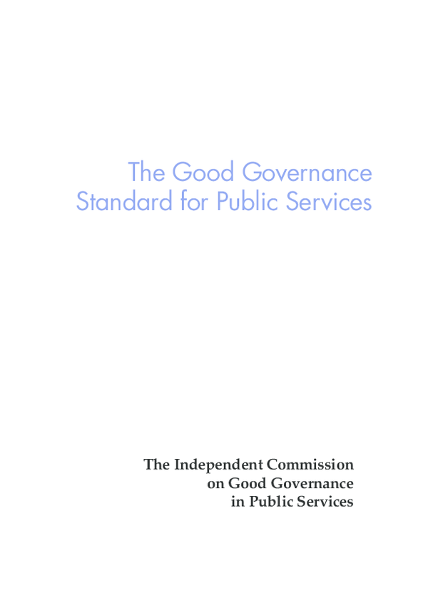 (PDF) The Good Governance Standard for Public Services The Independent ...
