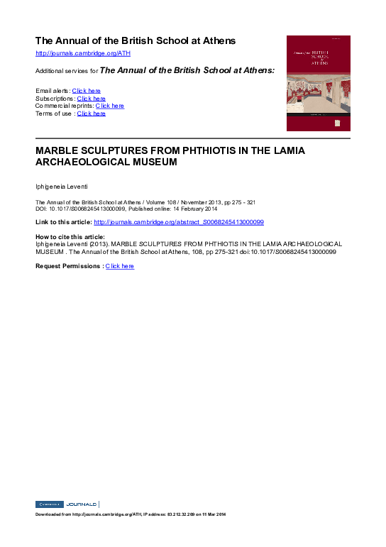 (PDF) MARBLE SCULPTURES FROM PHTHIOTIS IN THE LAMIA ARCHAEOLOGICAL ...