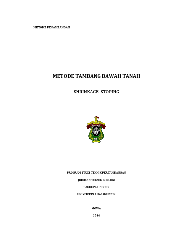 (PDF) Shrinkage Stoping Methods