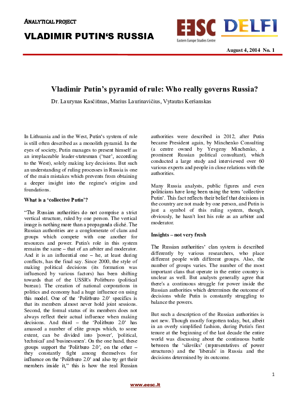 (PDF) Vladimir Putin’s pyramid of rule: Who really governs Russia?