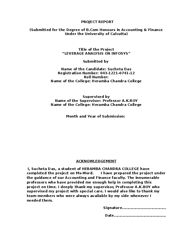 (DOC) PROJECT REPORT INFOSYS REVISED