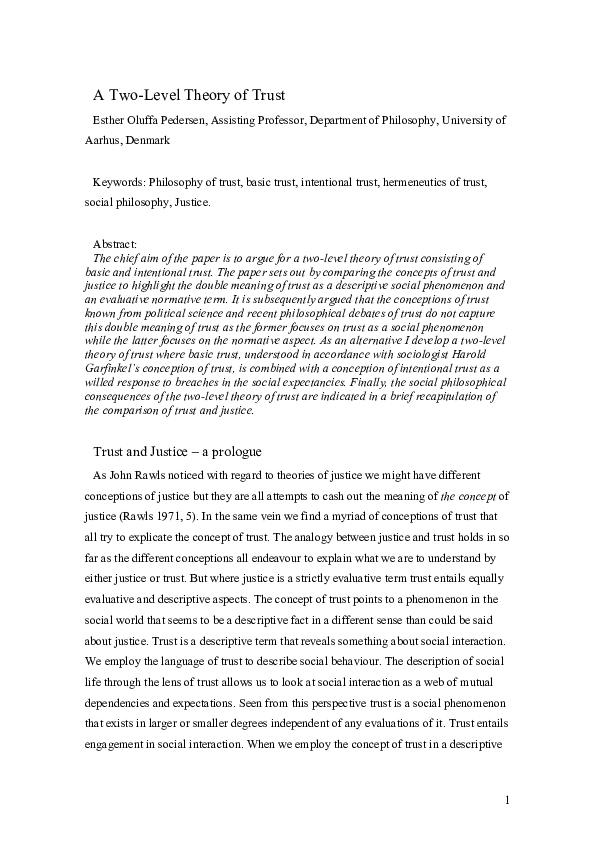 (PDF) A Two-Level Theory of Trust