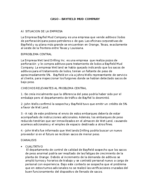 (DOC) CASO 4 BAYFIELD MUD COMPANY