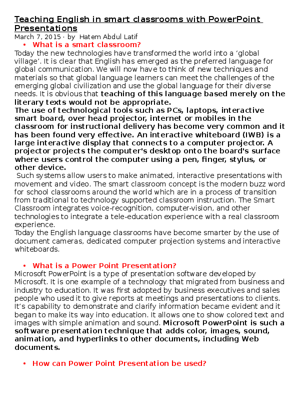 (DOC) Teaching English in smart classrooms with PowerPoint Presentations
