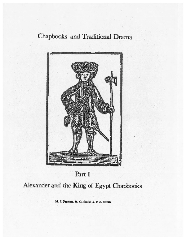 Chapbooks and Traditional Drama: Part I - Alexander and the KIng of ...