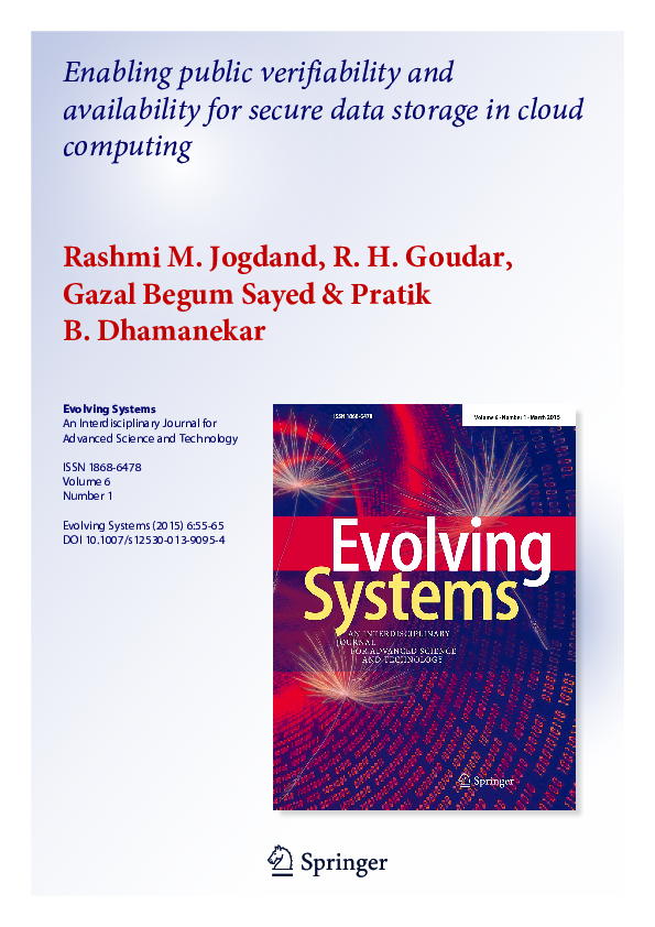 Pdf Original Paper Enabling Public Verifiability And Availability For Secure Data Storage In