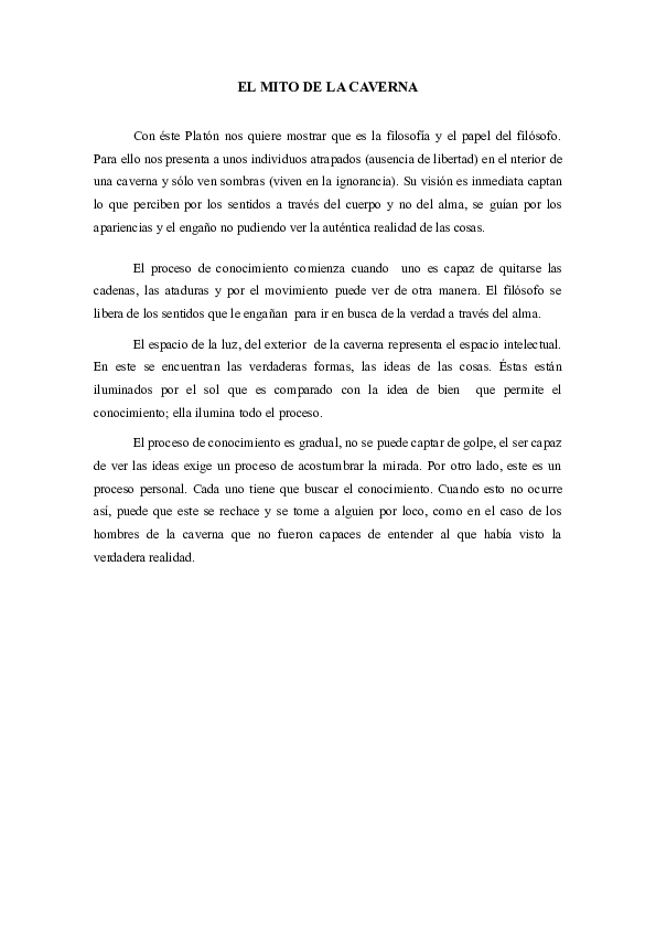 (DOC) EL MITO DE LA CAVERNA