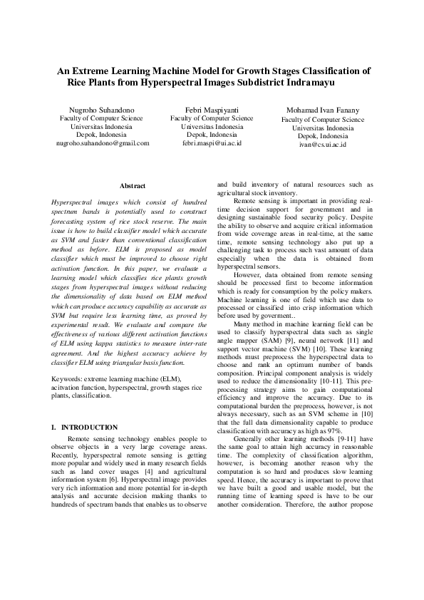 (PDF) An Extreme Learning Machine Model For Growth Stages Classification of Rice Plants From ...