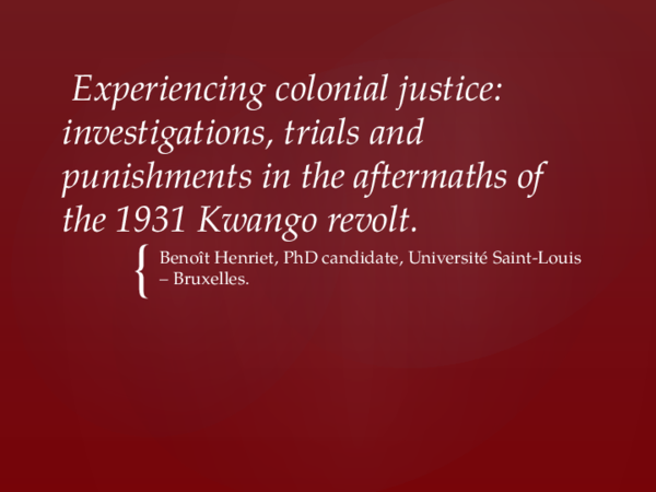 (PPT) Experiencing colonial justice: investigations, trials and ...