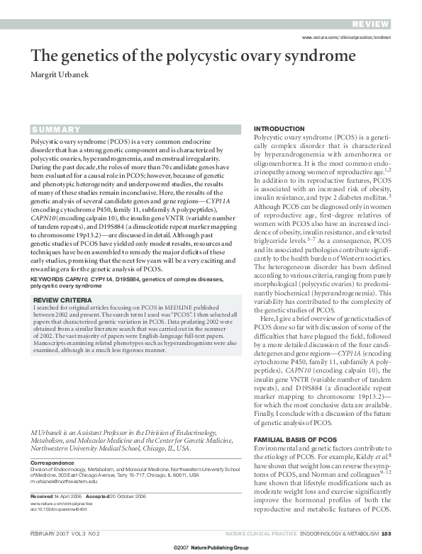 (PDF) The genetics of the polycystic ovary syndrome