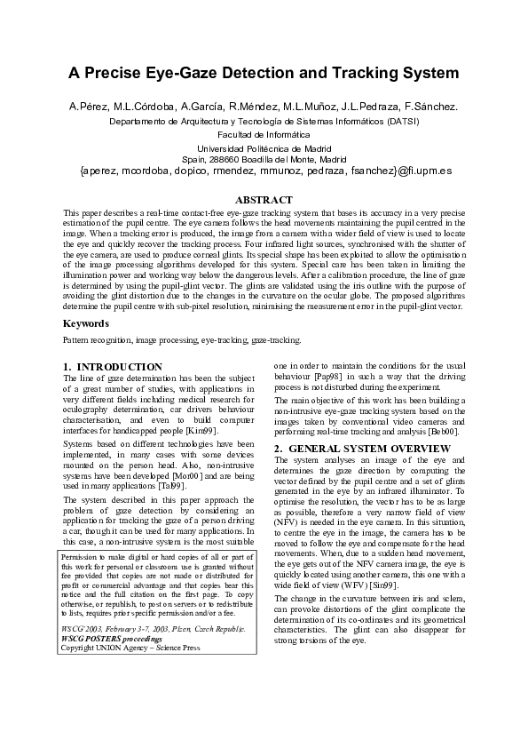 (PDF) A Precise Eye-Gaze Detection and Tracking System