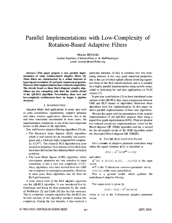Pdf Parallel Implementations With Low Complexity Of Rotation Based