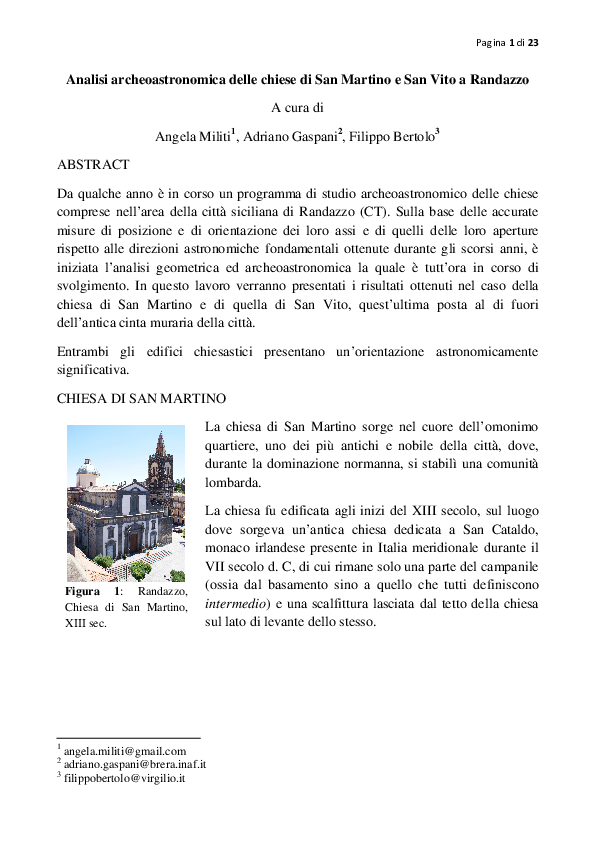 (PDF) Analisi archeoastronomica delle chiese di San Martino e San Vito ...