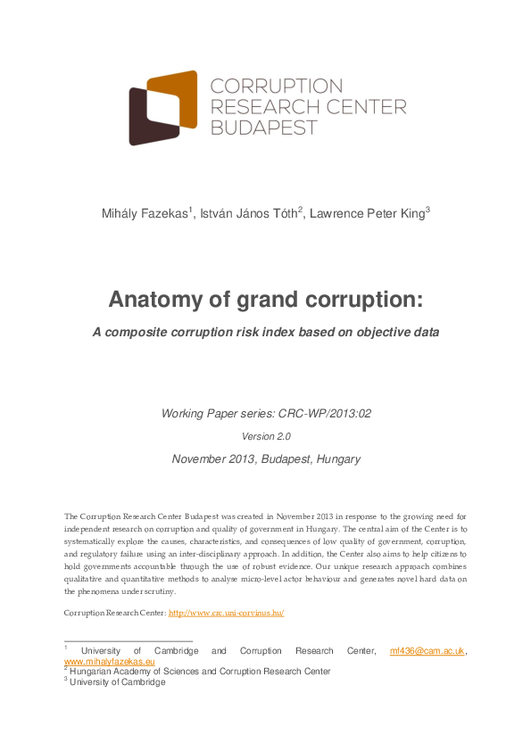 (PDF) Anatomy of grand corruption: A composite corruption risk index ...