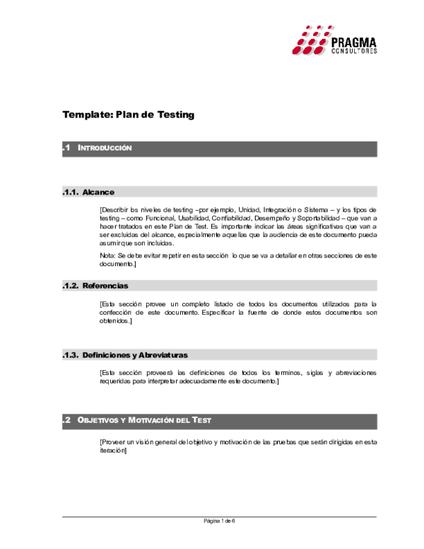 (DOC) Template: Plan de Testing