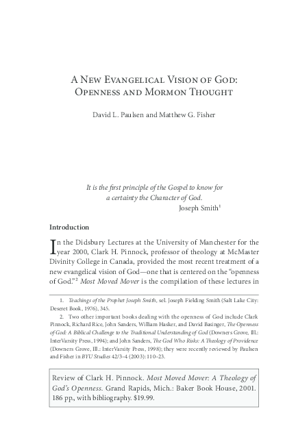 (PDF) Open Theism - Mormon Thought and Openness