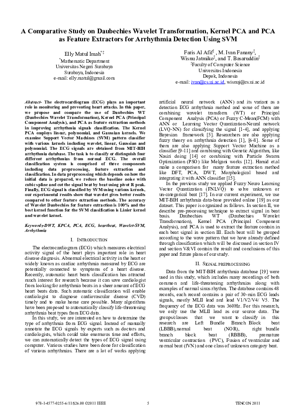 (PDF) A comparative study on Daubechies Wavelet Transformation, Kernel ... (PDF) A comparative study on Daubechies Wavelet Transformation, Kernel ...
