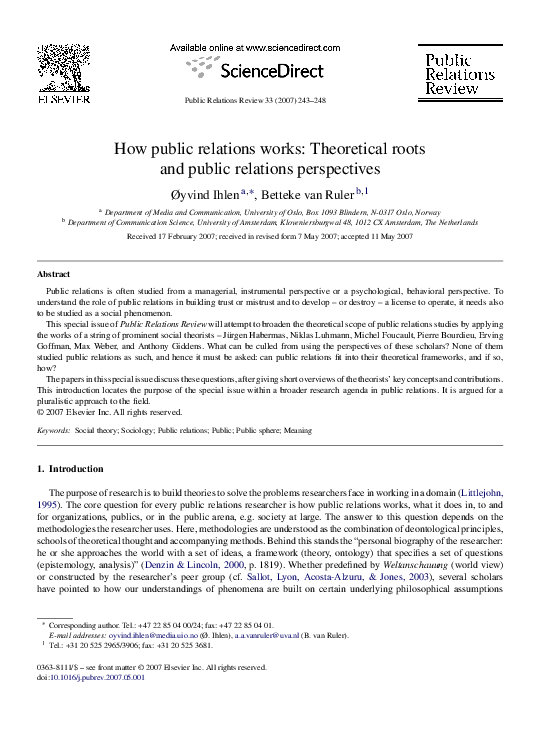 (PDF) How public relations works: Theoretical roots and public ...