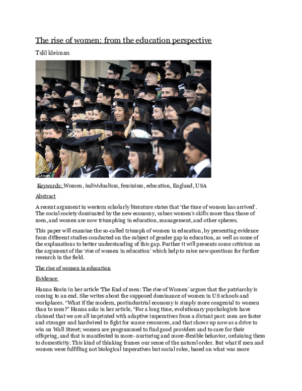 (DOC) The Rise of Women in education