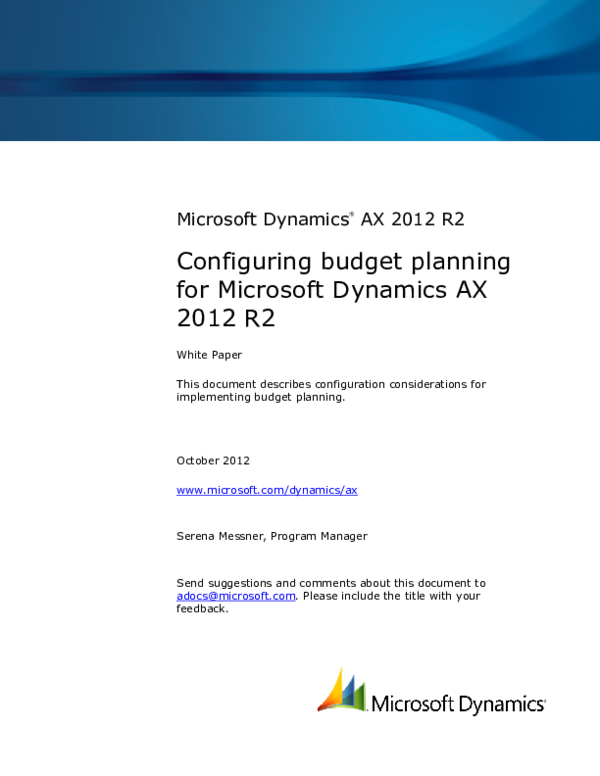 (PDF) Configuring budget planning for Microsoft Dynamics AX 2012 R2