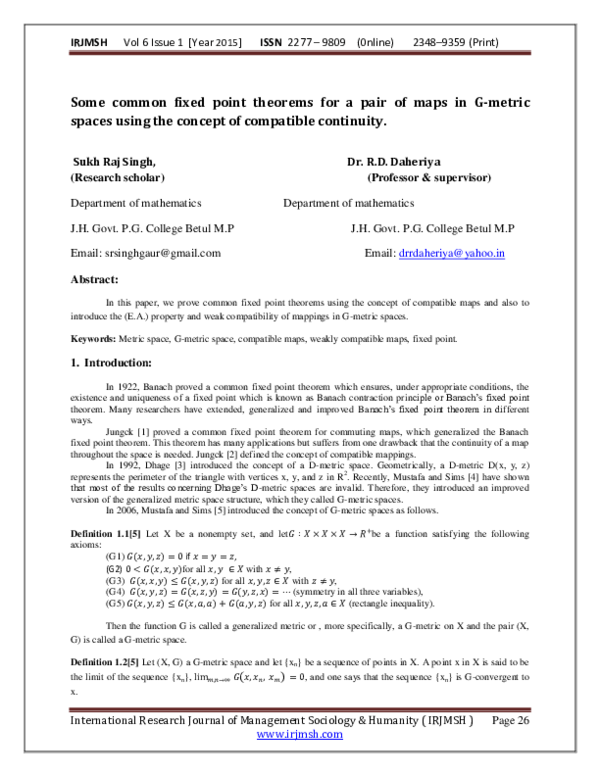 Pdf Some Common Fixed Point Theorems For A Pair Of Maps In G Metric