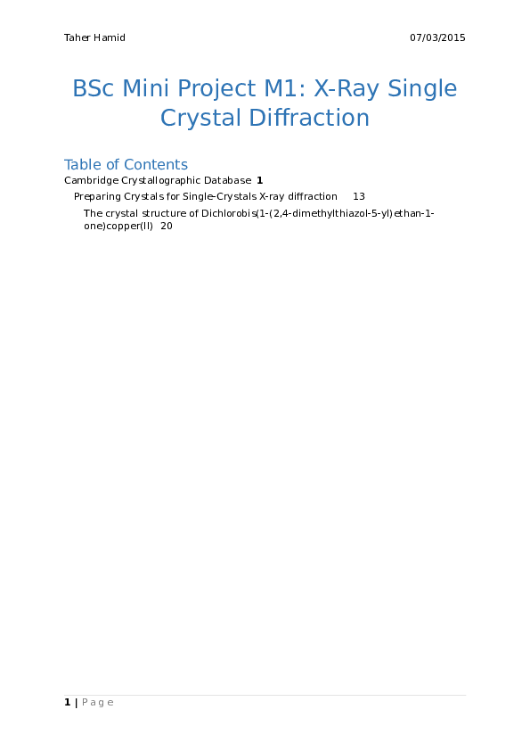 (DOC) X-Ray Single Crystal Diffraction