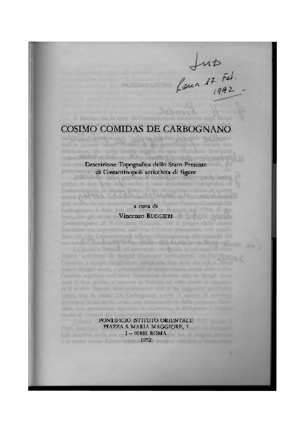 (PDF) (a cura di V. Ruggieri) Cosimo Comidas de Carbognano, Descrizione ...