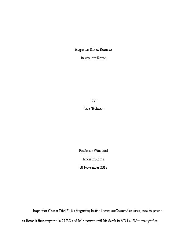 (DOC) Augustus & Pax Romana In Ancient Rome