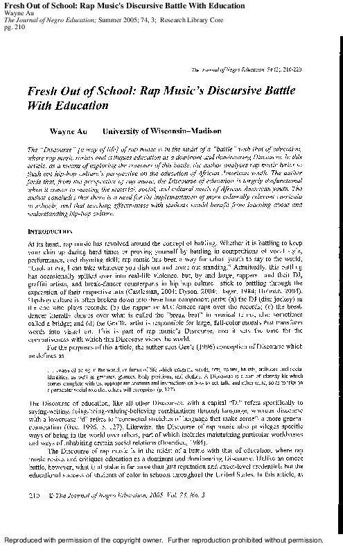 Fresh Out of School: Rap Music