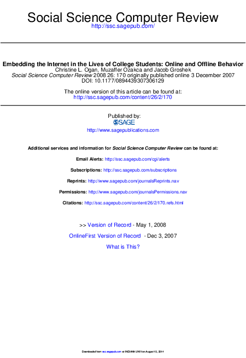 (PDF) Embedding the Internet in the Lives of College Students: Online ...