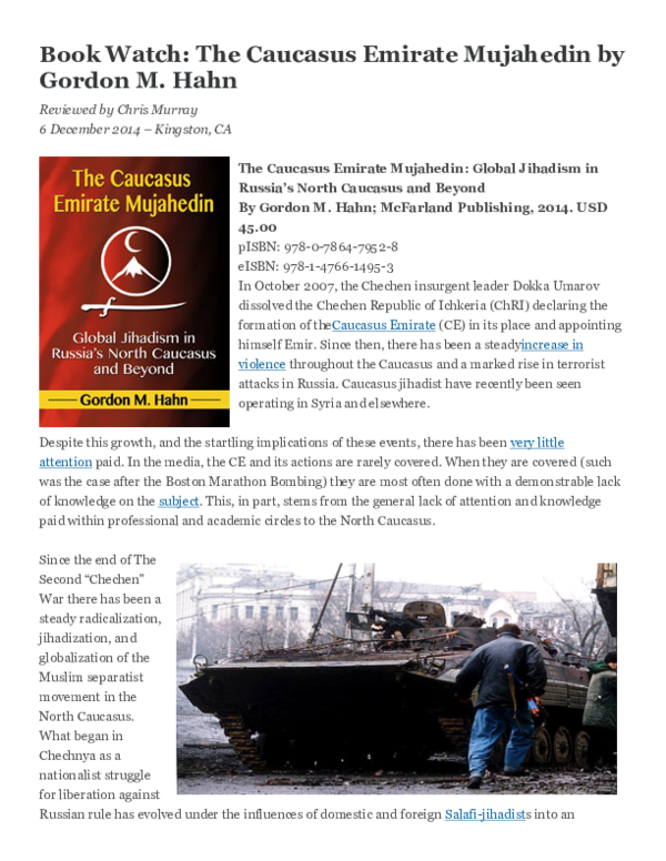 (PDF) The Caucasus Emirate Mujahedin Reviewed
