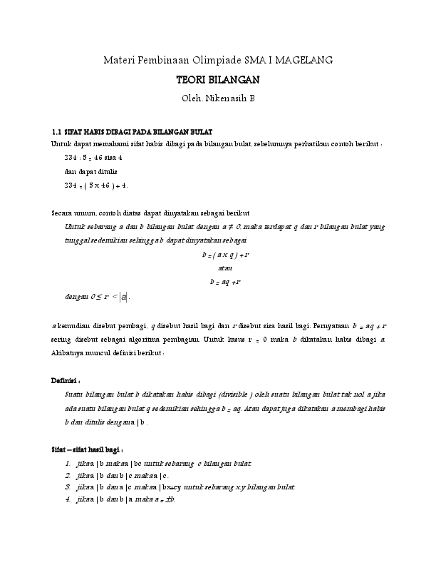 (PDF) TEORI BILANGAN