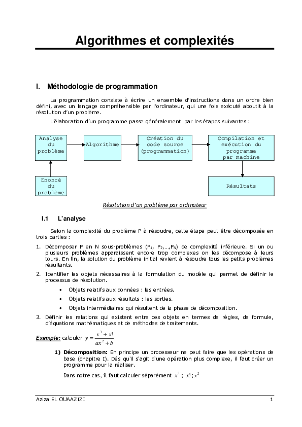 (PDF) Algorithmes et complexités