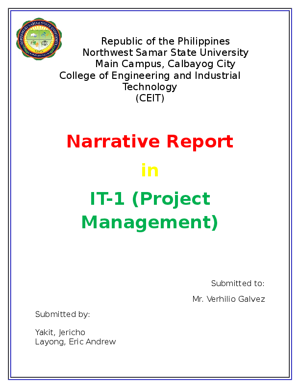 (DOC) Narrative Report in IT-1 (Project Management