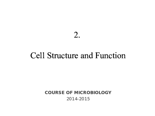 (PPT) Lecture 2 - Cell Structure and Function