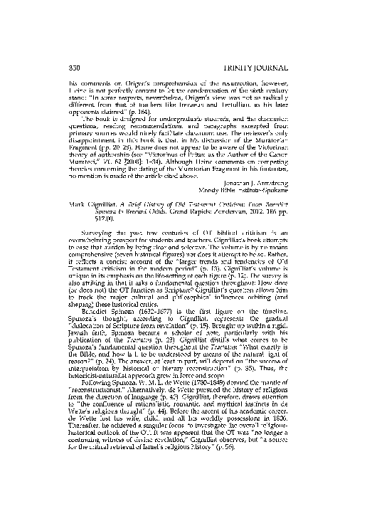 Mark Gignilliat, A Brief History of Old Testament Criticism: From ...