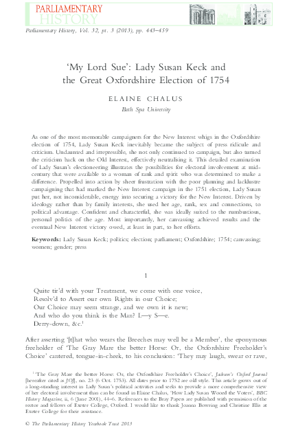 (PDF) '‘My Lord Sue’: Lady Susan Keck and the Great Oxfordshire ...