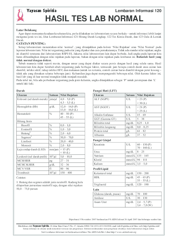HASIL TES LAB NORMAL
