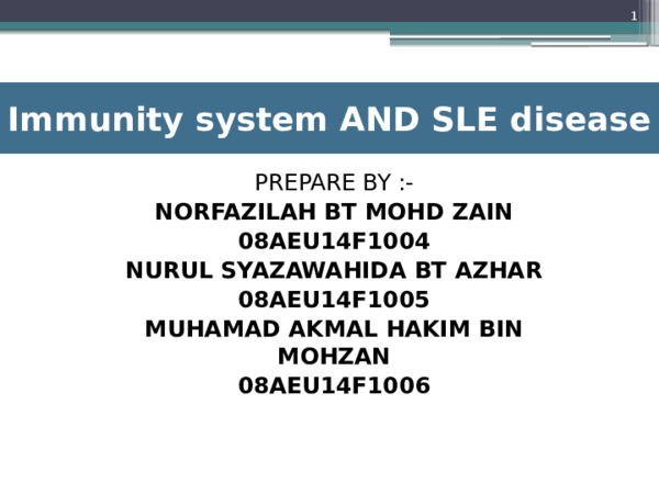 (PPT) Immunity system And SLE Disease