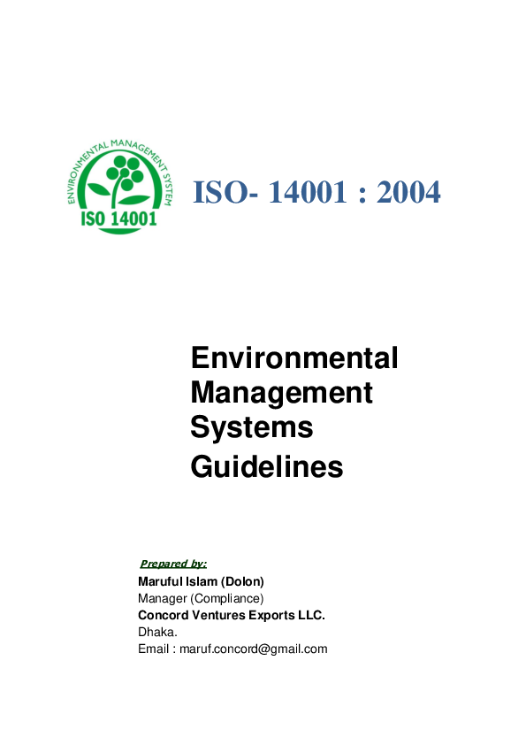 (PDF) Environmental Management System (ISO-14001:2004)