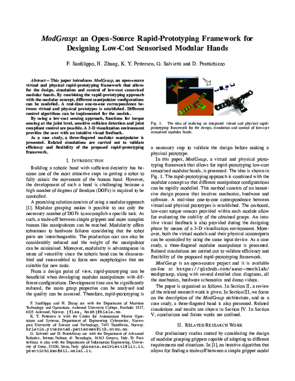 Pdf Modgrasp An Open Source Rapid Prototyping Framework For Designing Low Cost Sensorised
