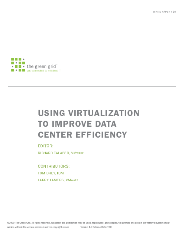 (PDF) WHITE PAPER #19 USING VIRTUALIZATION TO IMPROVE DATA CENTER EFFICIENCY EDITOR: RICHARD ...