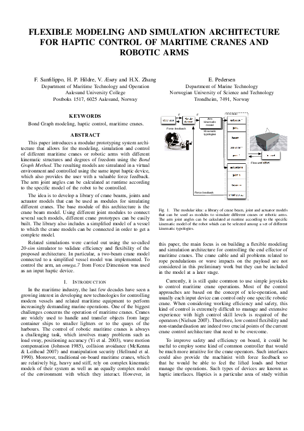 Pdf Flexible Modeling And Simulation Architecture For Haptic Control